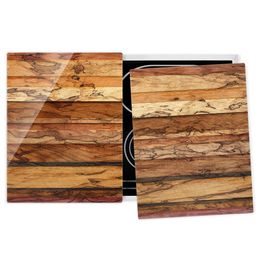 Bilderwelten 2-teilige Herdabdeckplatte Glas Woody Flamed