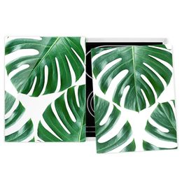 Bilderwelten Herdabdeckplatte Glas 2-teilig Tropisch Ceranfeldschutz einzigartig - Tropische gr&uuml;ne Bl&auml;tter Monstera - Deko K&uuml;che