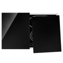Bilderwelten 2-teilige Herdabdeckplatte Glas Tiefschwarz
