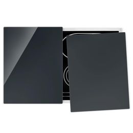 Bilderwelten Herdabdeckplatte Glas 2-teilig Unifarben Ceranfeldschutz einzigartig - Mondgrau - Deko K&uuml;che