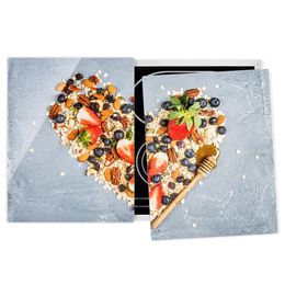 Bilderwelten 2-teilige Herdabdeckplatte Glas M&uuml;sliherz