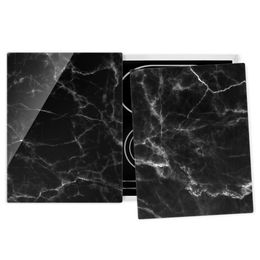 Bilderwelten 2-teilige Herdabdeckplatte Glas Nero Carrara