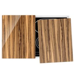 Bilderwelten Herdabdeckplatte Glas 2-teilig Motiv Holzoptik einzigartig - Schwarze Olive - Deko K&uuml;che