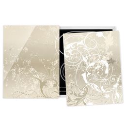 Bilderwelten Herdabdeckplatte Glas 2-teilig modern Ceranfeldschutz einzigartig - Perlmutt Ornament Design - Deko K&uuml;che