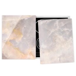 Bilderwelten Herdabdeckplatte Glas 2-teilig Motiv 3D-Effekt einzigartig - Onyx Marmor - Beton K&uuml;che
