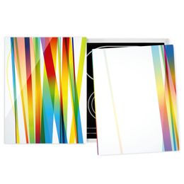 Bilderwelten Herdabdeckplatte Glas 2-teilig Abstrakt Ceranfeldschutz einzigartig - Rainbow Stripes - Deko K&uuml;che