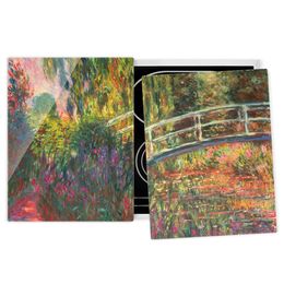 Bilderwelten 2-teilige Herdabdeckplatte Glas Claude Monet - Japanische Brücke im Garten von Giverny