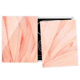 Bilderwelten 2-teilige Herdabdeckplatte Glas Palmenbl&auml;tter Rosa