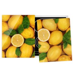Bilderwelten Herdabdeckplatte Glas 2-teilig Kulinarisch modern Ceranfeldschutz gelb - Saftige Zitronen - Obst K&uuml;che