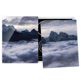 Bilderwelten 2-teilige Herdabdeckplatte Glas Wolkenmeer im Himalaya