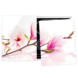 Bilderwelten 2-teilige Herdabdeckplatte Glas Zarter Magnolienzweig