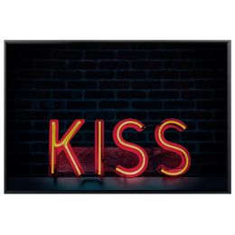Leinwandbild Kiss - Neonsign