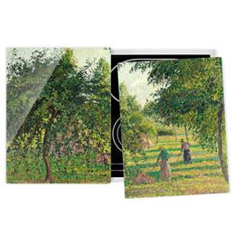 Bilderwelten Herdabdeckplatte Glas 2-teilig Wald modern Ceranfeldschutz gr&uuml;n - Camille Pissarro - Apfelb&auml;ume - B&auml;ume K&uuml;che
