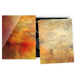 Bilderwelten Herdabdeckplatte Glas 2-teilig Natur Abstrakt Ceranfeldschutz orange - Joseph Mallord William Turner - Sonnenuntergang &uuml;ber einem See -