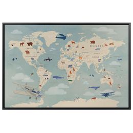 Leinwandbild Karte mit Tieren der Welt