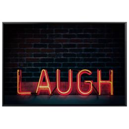 Leinwandbild Laugh - Neonsign