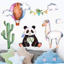 Bilderwelten Wandtattoo Tiere Illustration selbstklebend Wandaufkleber - Panda und Lama Aquarell Set - Panda Kinderzimmer Baby M&auml;dchen Jungen