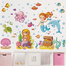 Bilderwelten Wandtattoo Tiere Illustration selbstklebend Wandaufkleber - Meerjungfrau - Unterwasserwelt Set - Meerjungfrau Kinderzimmer Baby M&auml;dchen Jungen
