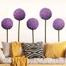 Bilderwelten Wandtattoo Blumen modern selbstklebend Wandaufkleber - Allium Kugel-Bl&uuml;ten 5er Set - Wandsticker Wohnzimmer Schlafzimmer