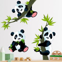 Bilderwelten Wandtattoo Wald Illustration selbstklebend weiss - Pandab&auml;ren Set - B&auml;ume Kinderzimmer Baby M&auml;dchen Jungen