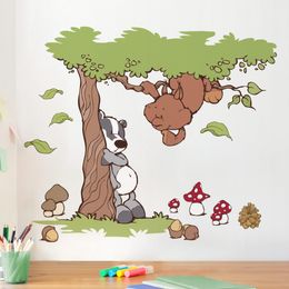 Bilderwelten Wandtattoo Tiere modern selbstklebend Wandaufkleber - NICI - Forest Friends - Stinktier Steve & Eichh&ouml;rnchen - Wandsticker Kinderzimmer Baby M&auml;dchen