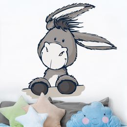 Bilderwelten Wandtattoo Tiere Illustration selbstklebend Wandaufkleber - NICI - Esel st&uuml;rmisch - Wandsticker Kinderzimmer Baby M&auml;dchen Jungen