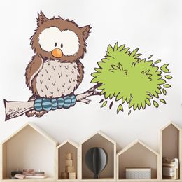 Bilderwelten Wandtattoo Tiere Illustration selbstklebend Wandaufkleber - NICI - Oscar Owl - auf Ast - B&auml;ume Kinderzimmer Baby M&auml;dchen Jungen