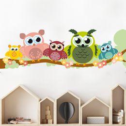 Bilderwelten Wandtattoo Tiere modern selbstklebend Wandaufkleber - No.CG216 Eulenfamilie - B&auml;ume Kinderzimmer Baby M&auml;dchen Jungen