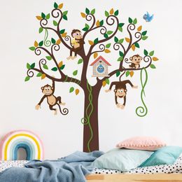 Bilderwelten Wandtattoo Wald Illustration selbstklebend Wandaufkleber - No.YK27 Affenbaum - B&auml;ume Kinderzimmer Baby M&auml;dchen Jungen