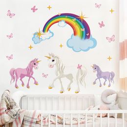 Bilderwelten Wandtattoo Tiere Illustration selbstklebend Wandaufkleber - Einhorn Set - Wandsticker Kinderzimmer Baby M&auml;dchen Jungen