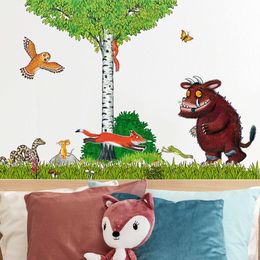 Bilderwelten Wandtattoo Wald modern selbstklebend Wandaufkleber - Gr&uuml;ffelo - Waldleben Sticker Set - B&auml;ume Kinderzimmer Baby M&auml;dchen Jungen