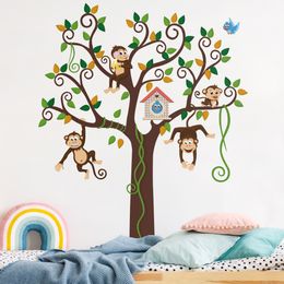 Bilderwelten Wandtattoo Wald Illustration selbstklebend Wandaufkleber - No.YK27 Affenbaum - B&auml;ume Kinderzimmer Baby M&auml;dchen Jungen