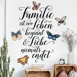 Bilderwelten Wandtattoo Tiere modern 3D-Effekt weiss - Familie ist wo Leben beginnt - Familie Wohnzimmer Schlafzimmer