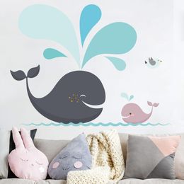Bilderwelten Wandtattoo Tiere modern selbstklebend Wandaufkleber - No.EK146 Happy Whales - Fische Kinderzimmer Baby M&auml;dchen Jungen