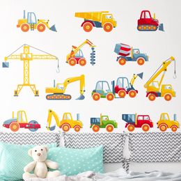 Bilderwelten Wandtattoo Fahrzeuge modern selbstklebend Wandaufkleber - Baustellenfahrzeuge Set - Fahrzeuge Kinderzimmer Baby M&auml;dchen Jungen