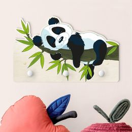 Bilderwelten Kindergarderobe Holz Schlafender Panda- Kinderzimmer Babyzimmer - Jungen M&auml;dchen Baby - Wandgarderobe