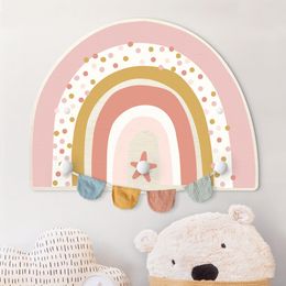 Bilderwelten Kindergarderobe rosa Himmel Digital Art Flurgarderobe - Regenbogen Punkte Stern rosa - Himmel Kinderzimmer Flur