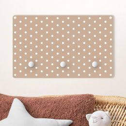 Bilderwelten Kindergarderobe Holz Wei&szlig;e Punkte auf Cappuccino - Kinderzimmer Babyzimmer - Jungen M&auml;dchen Baby - Wandgarderobe