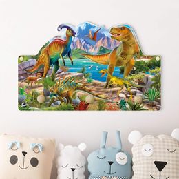 Bilderwelten Kindergarderobe bunt Illustration Flurgarderobe - T-Rex und Parasaurolophus - Dinosaurier Kinderzimmer Flur