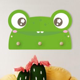 Bilderwelten Kindergarderobe Holz Frecher Frosch - Kinderzimmer Babyzimmer - Jungen M&auml;dchen Baby - Wandgarderobe