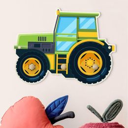 Bilderwelten Kindergarderobe Holz Gr&uuml;ner Traktor - Jungenzimmer Babyzimmer - Jungen Baby - Wandgarderobe