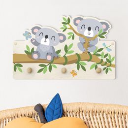 Bilderwelten Kindergarderobe Holz Koala Set - Kinderzimmer Babyzimmer - Jungen M&auml;dchen Baby - Wandgarderobe