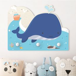 Bilderwelten Kindergarderobe blau Tiere Illustration Flurgarderobe - Freundlicher Wal im Meer - Fische Kinderzimmer Flur