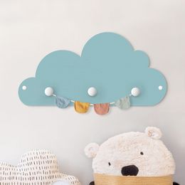 Bilderwelten Kindergarderobe Holz Kleines blaues W&ouml;lkchen - Jungenzimmer Babyzimmer - Jungen Baby - Wandgarderobe