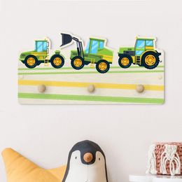 Bilderwelten Kindergarderobe Holz Erntemaschine, Traktor und Co - Jungenzimmer Babyzimmer - Jungen Baby - Wandgarderobe