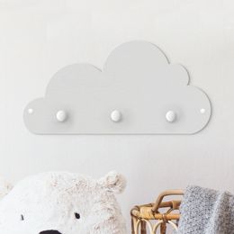 Bilderwelten Kindergarderobe Holz Kleines graues W&ouml;lkchen - Kinderzimmer Babyzimmer - Jungen M&auml;dchen Baby - Wandgarderobe