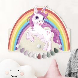 Bilderwelten Kindergarderobe pastell Tiere Digital Art Flurgarderobe - Einhorn Regenbogen - Regenbogen Kinderzimmer Flur