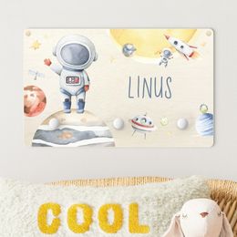 Bilderwelten Kindergarderobe bunt Himmel Illustration texto personalizado - Aquarell Gr&uuml;&szlig;e vom Jupiter mit Wunschname - Himmel Kinderzimmer Flur