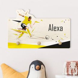 Bilderwelten Kindergarderobe gelb Sport Illustration texto personalizado - Lieblingsverein Gelb Schwarz mit Wunschname - Fu&szlig;ball Kinderzimmer Flur