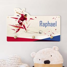 Bilderwelten Kindergarderobe rot Sport Illustration texto personalizado - Lieblingsverein Feuerrot mit Wunschname - Fu&szlig;ball Kinderzimmer Flur